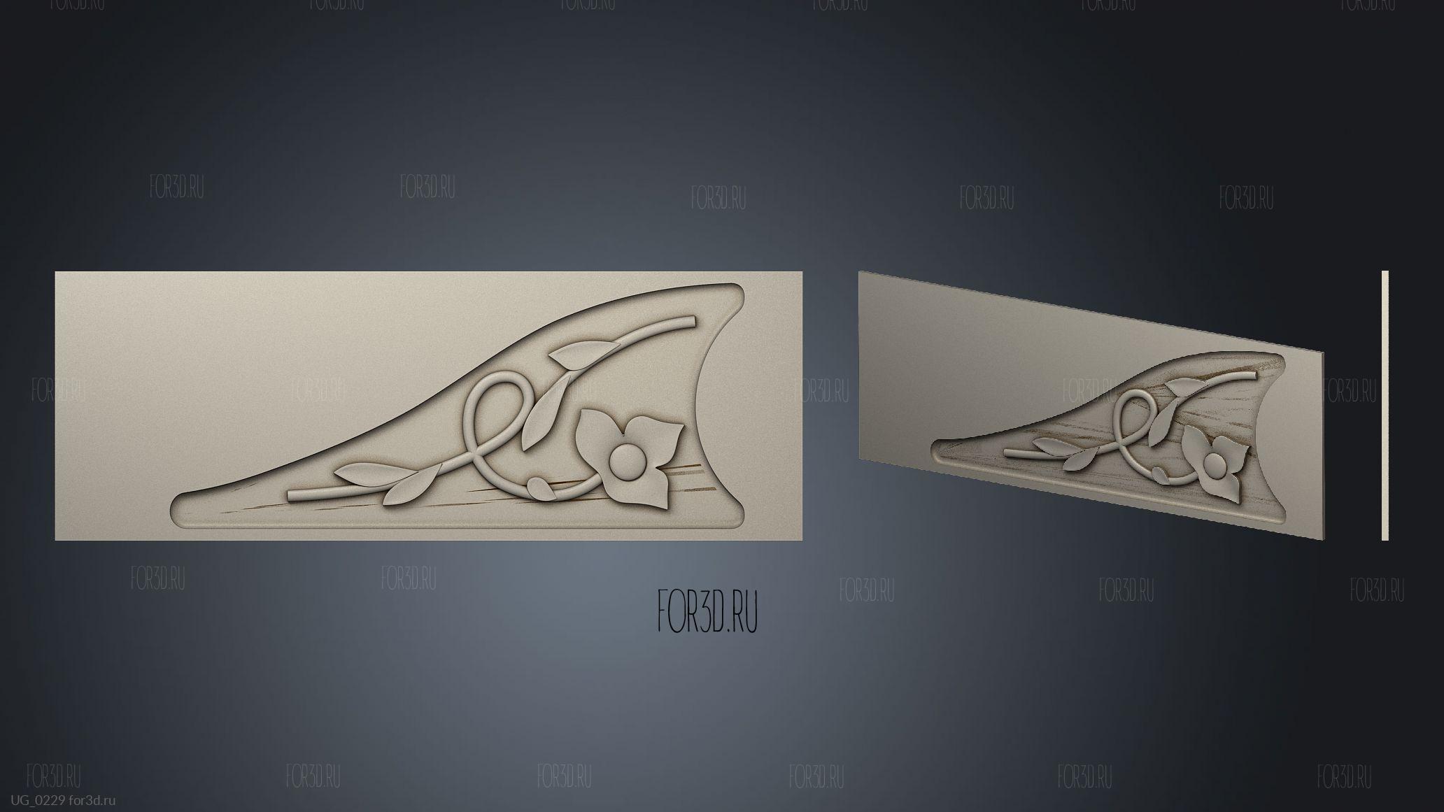 Corner flower ornament | 3d stl model for CNC