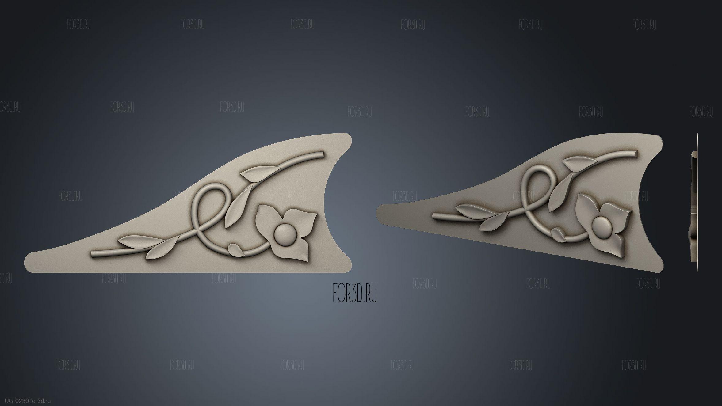 Corner flower ornament | 3d stl model for CNC